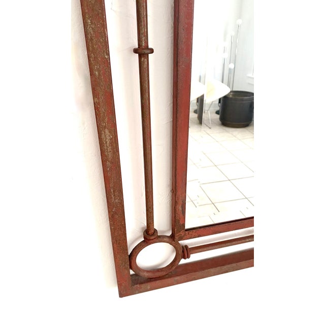 1950s Burnt Sienna Wrought Iron Rectangular Wall Mirror | Chairish