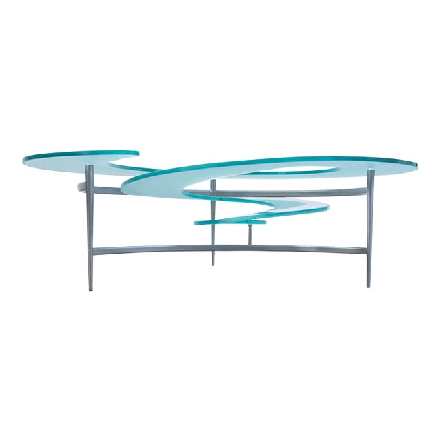 Vintage Giorgio Cattelan Nautilus “Spiral” Frosted Glass Coffee Table ...