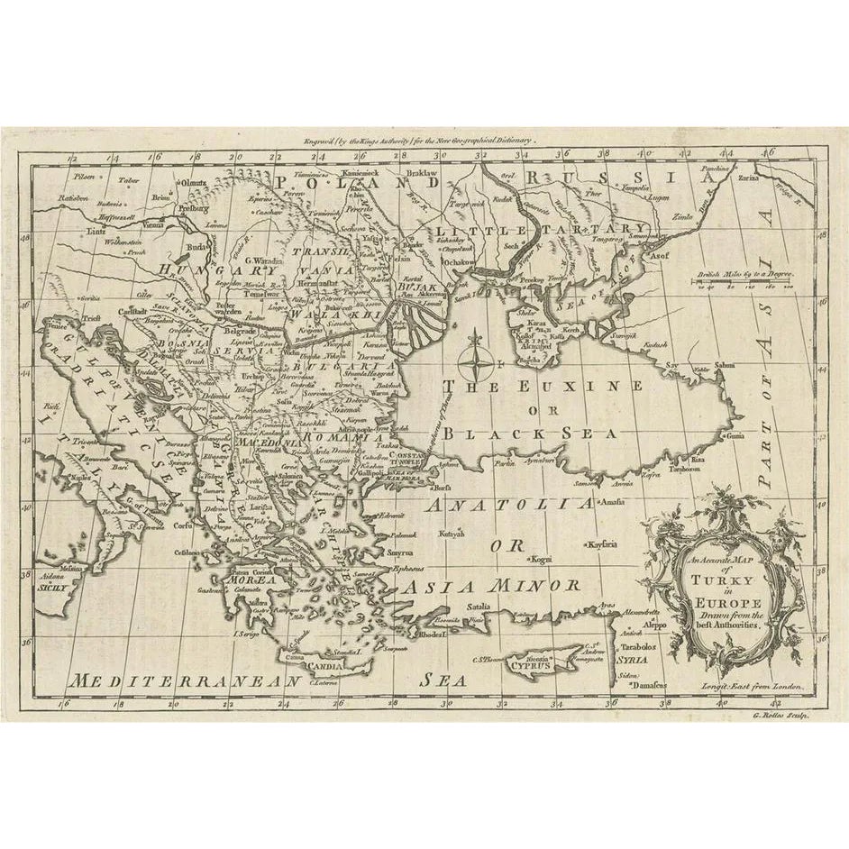 Map of the Ottoman Empire in Europe, 1760s | Chairish
