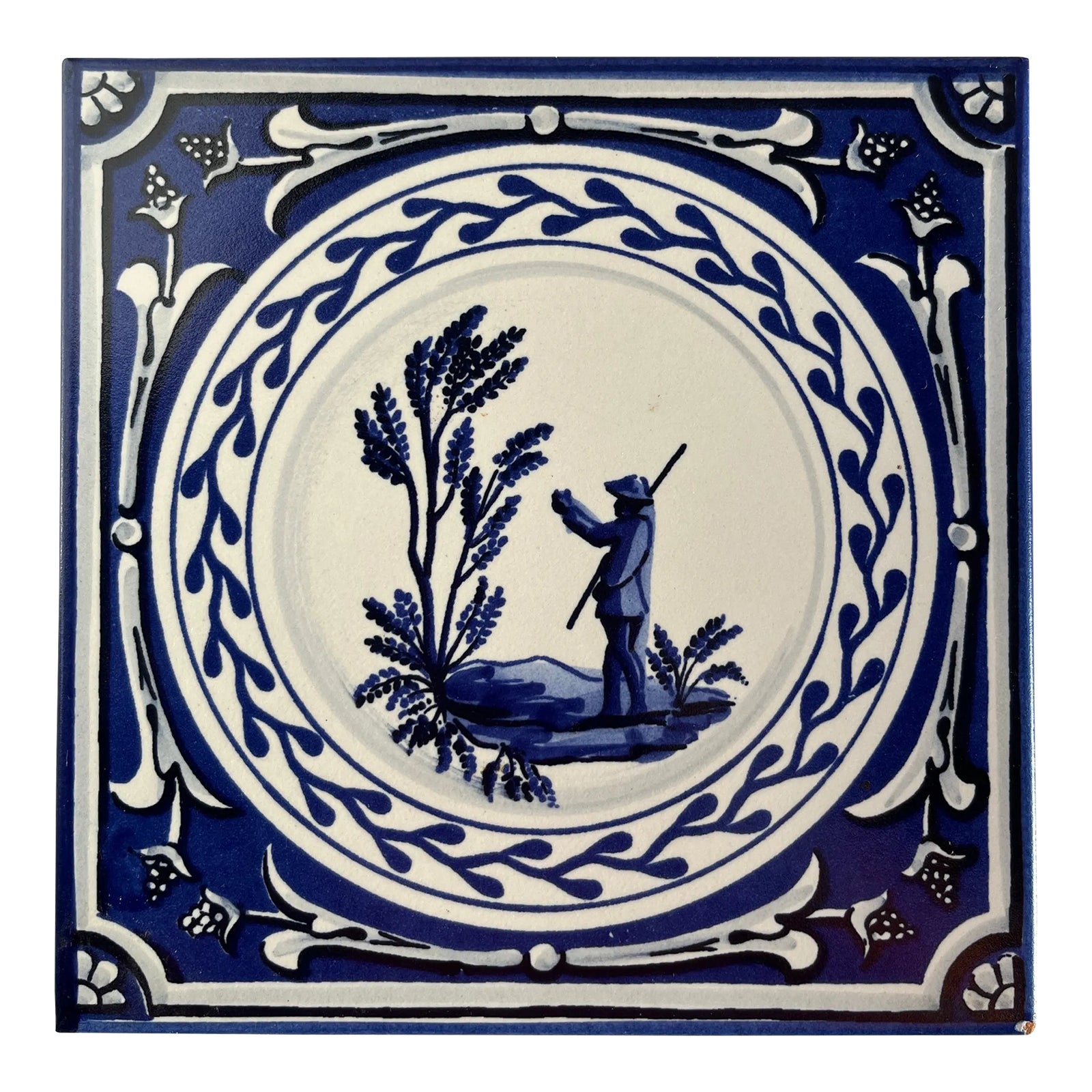 Blue and White Italian Tile | Chairish
