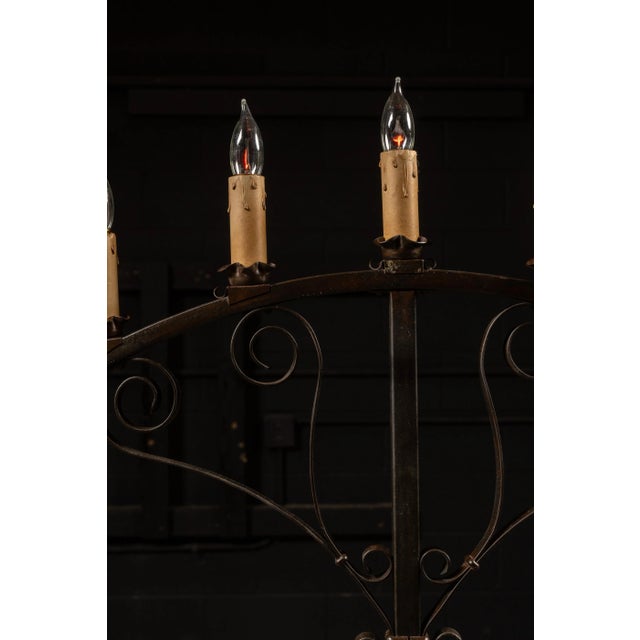 1920s Gothic-Inspired Wrought Iron Electric Floor Candelabra | Chairish