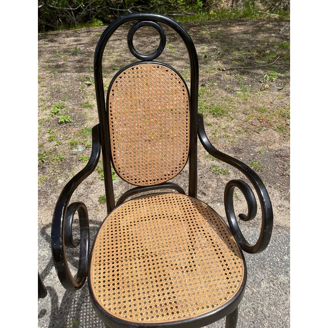 Pair Thonet Arm Chairs Model #17 Bentwood Elongated Backs Caned Seats & Backs | Chairish