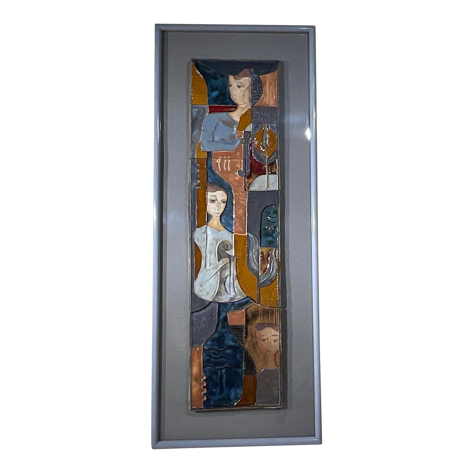 Modernist Horizontal Figurative Ceramic Tile Wall Hanging | Chairish