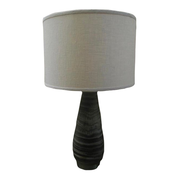 Mid Century Modern Glazed Ceramic Lamp With Shade | Chairish
