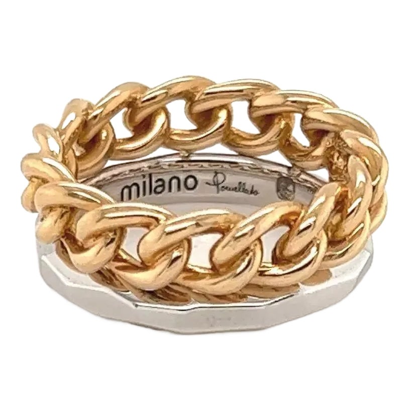 Late 20th Century Pomellato Milano 18k Two Tone Gold Chain Style Double ...