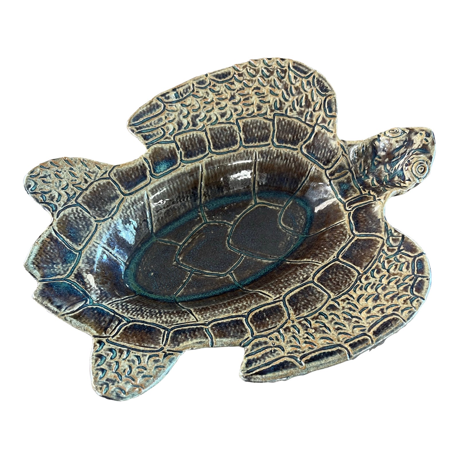 Art Pottery Sea Turtle Bowl | Chairish