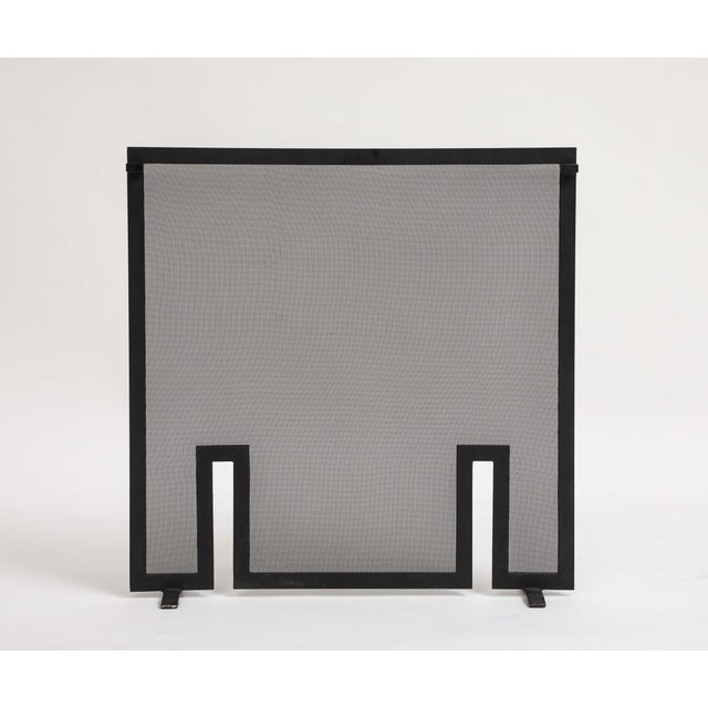 Contemporary Black Metal Mesh Firescreen | Chairish