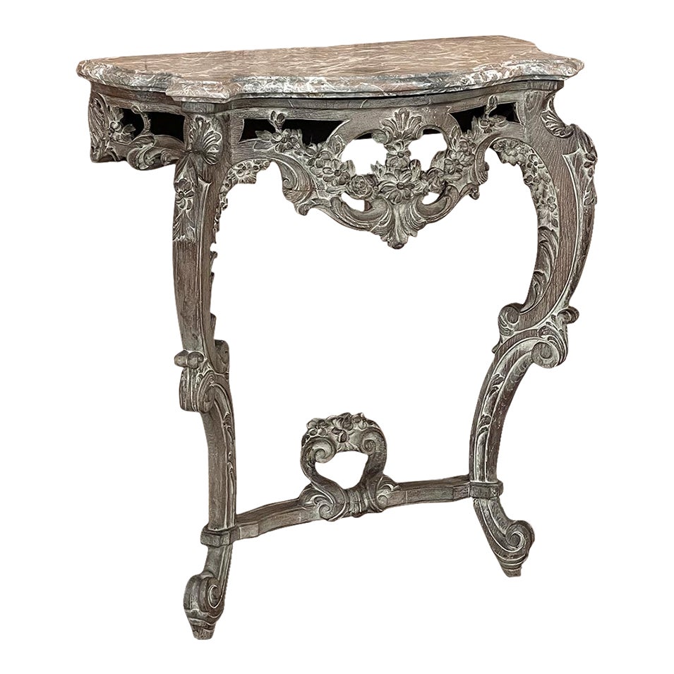 19th Century French Baroque Marble Top Console With Ceruse Finish ...