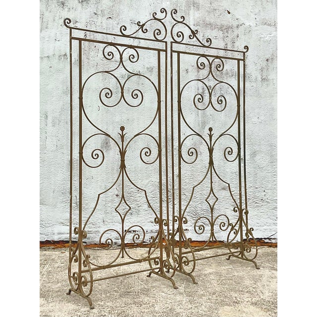 Vintage Regency Wrought Iron Gate Screen | Chairish