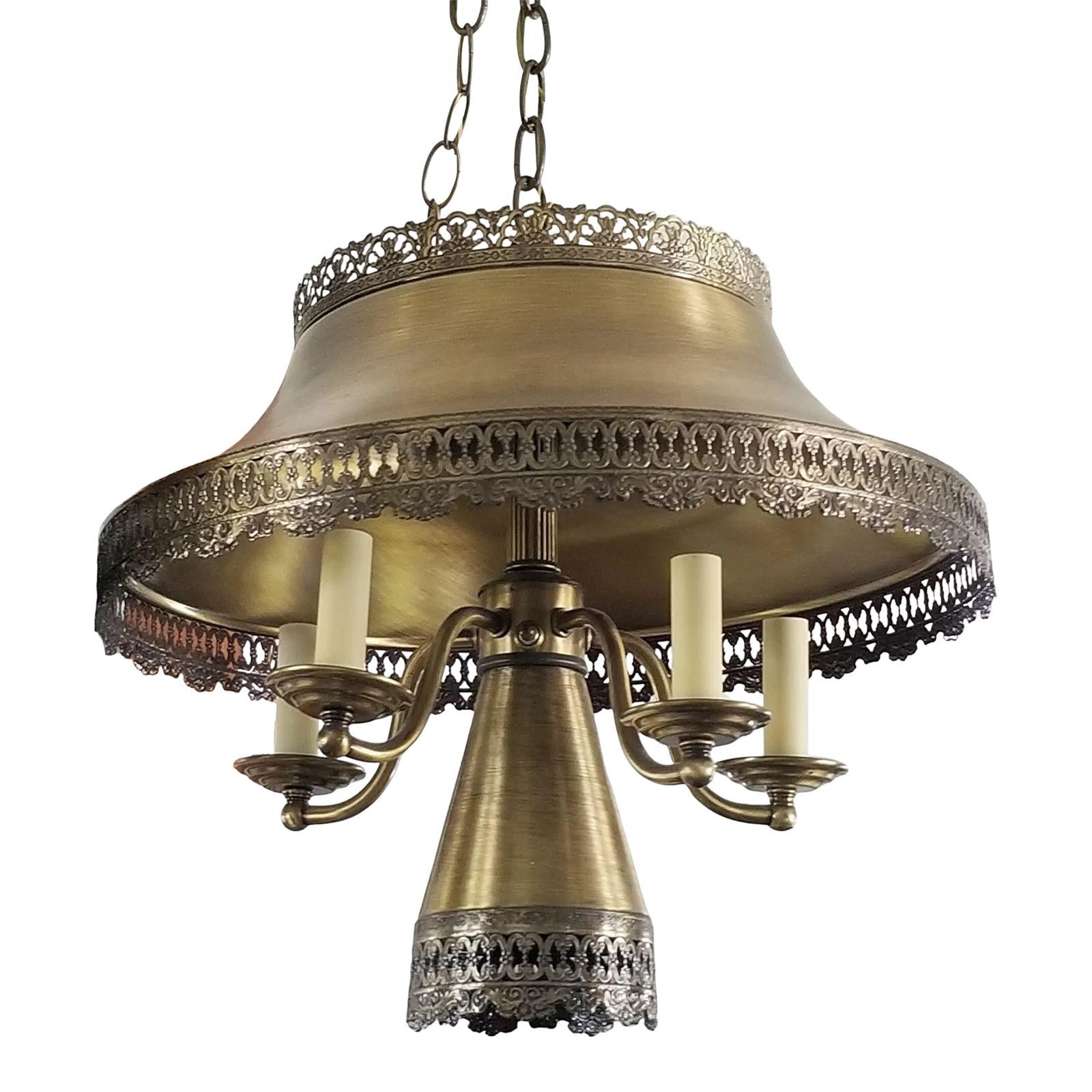 Mid 20th Century Bouillotte Toleware Metal Swag Lamp 6 Candelabra ...