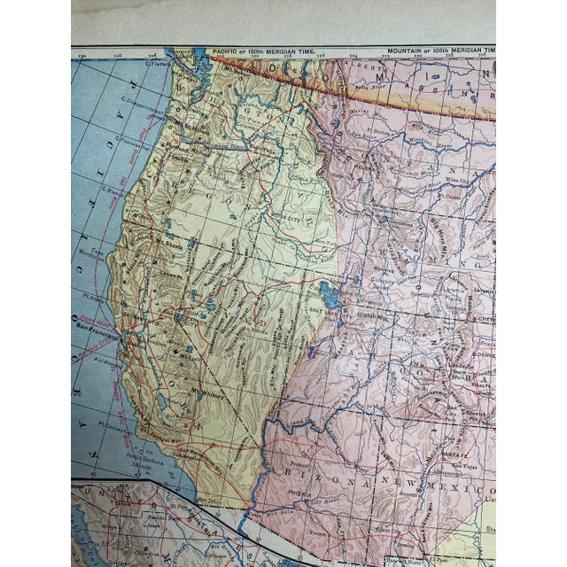 1883 Antique Commercial United States Routes Map | Chairish