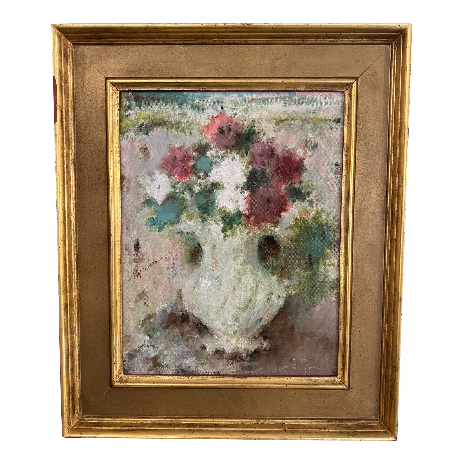 Mid 20th Century “Vase With Bouquet” by Samuel Edmund Oppenheim | Chairish