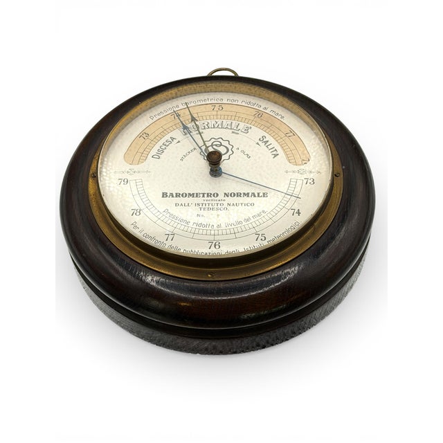 Vintage Italian Aneroid Barometer — “Barometro Normale” | Wood + Brass ...