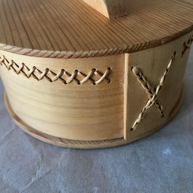 1990s Traditional Swedish Svepask Folk Art Bent Wood Box | Chairish