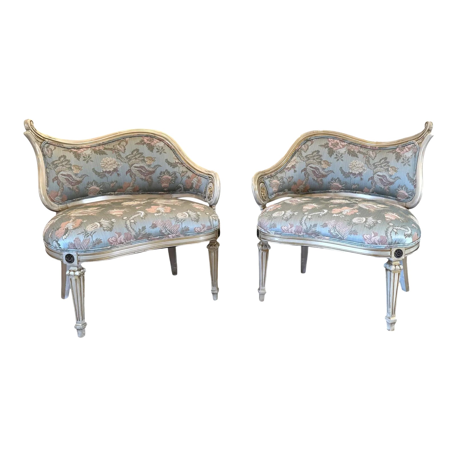 Vintage Regency Asymmetrical Boudoir or Parlor Chairs - a Pair | Chairish