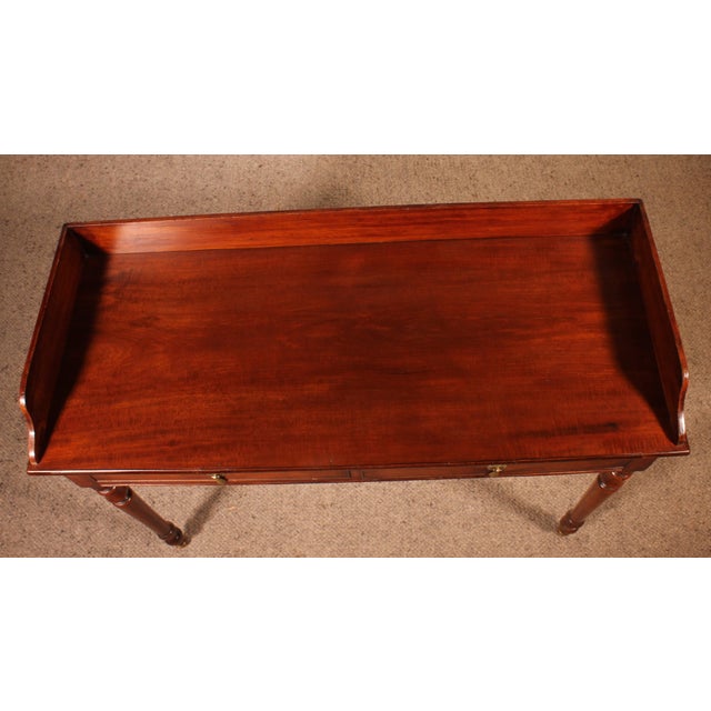 Small Writing Table with Two Drawers in Mahogany | Chairish
