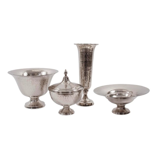The Hammered Em Dash Wide Rim Shallow Bowl, Large | Chairish