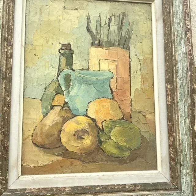 Vintage Boho Italian Impasto Still Life Oil Painting on Canvas | Chairish
