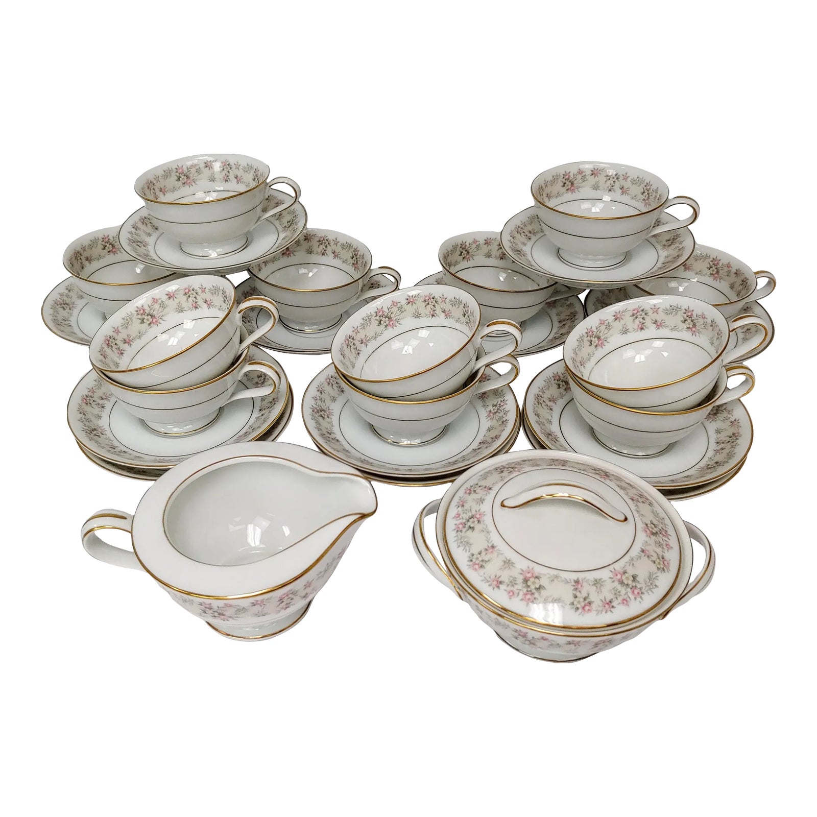 Rc Japan Royal Crown, Pink Rose China Tea Set for 11, #589, 25 Pieces ...