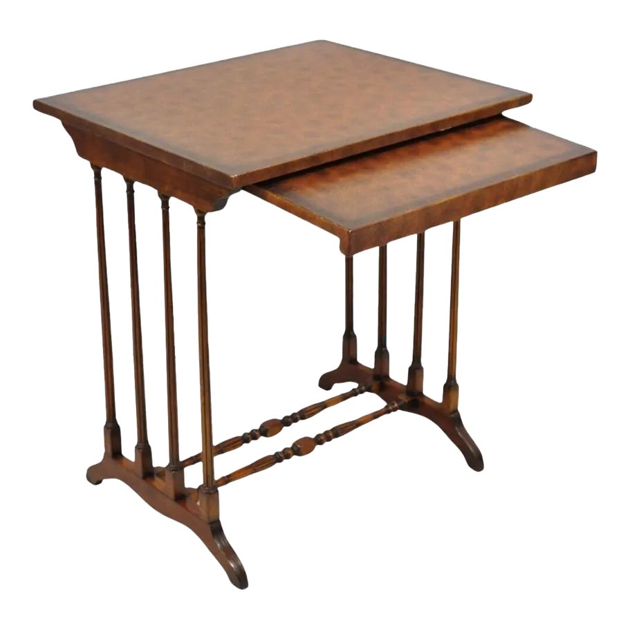 Late 20th Century Regency Style Mahogany Brown Tooled Leather Accent ...