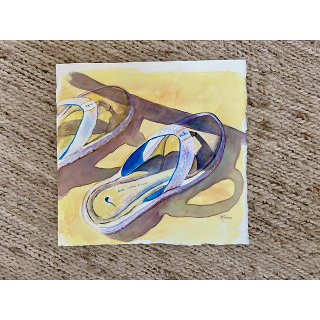 Watercolor Painting on Paper of Summer Flip Flops | Chairish