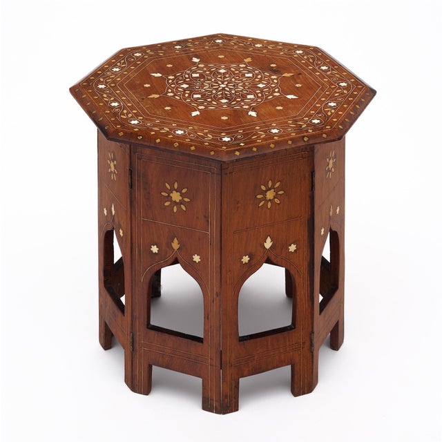 Indian Side Table From Hoshiarpur With Bone Inlay | Chairish