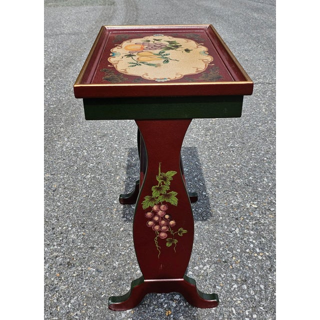Vintage Crackle Painted Two-Tier Strecher Side Table | Chairish