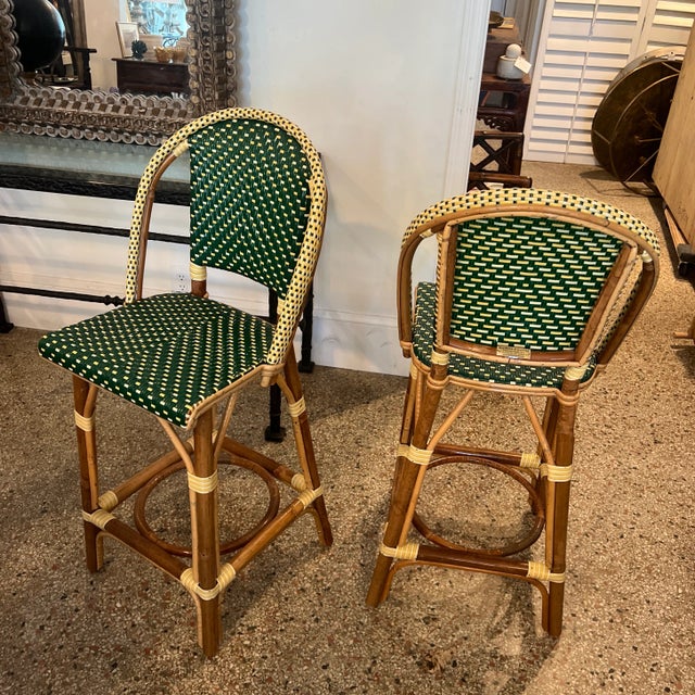 Late 20th Century Maison J Gatti French Versailles Bistro Counter Stools - Set of 2 | Chairish
