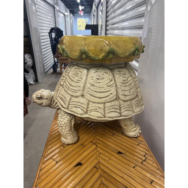 Vintage Green and Gold Turtle Garden Seat | Chairish