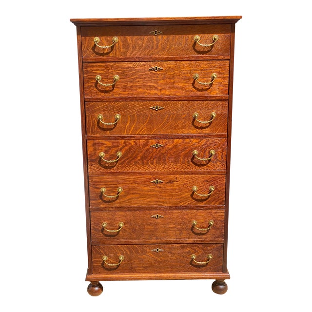 Late 19th Century Antique Victorian Tiger Oak Lingerie Chest | Chairish