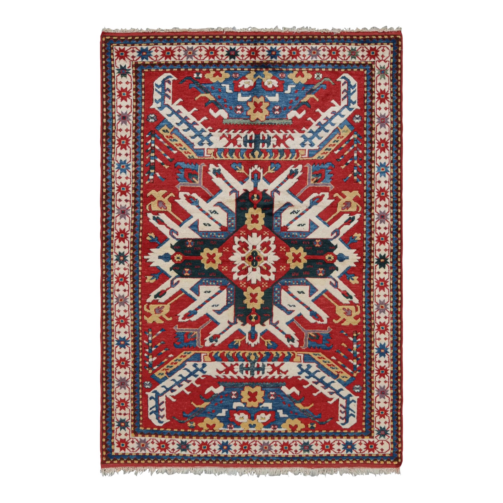 Vintage Turkish Tribal Rug in Cream and Red With Medallion by Rug ...