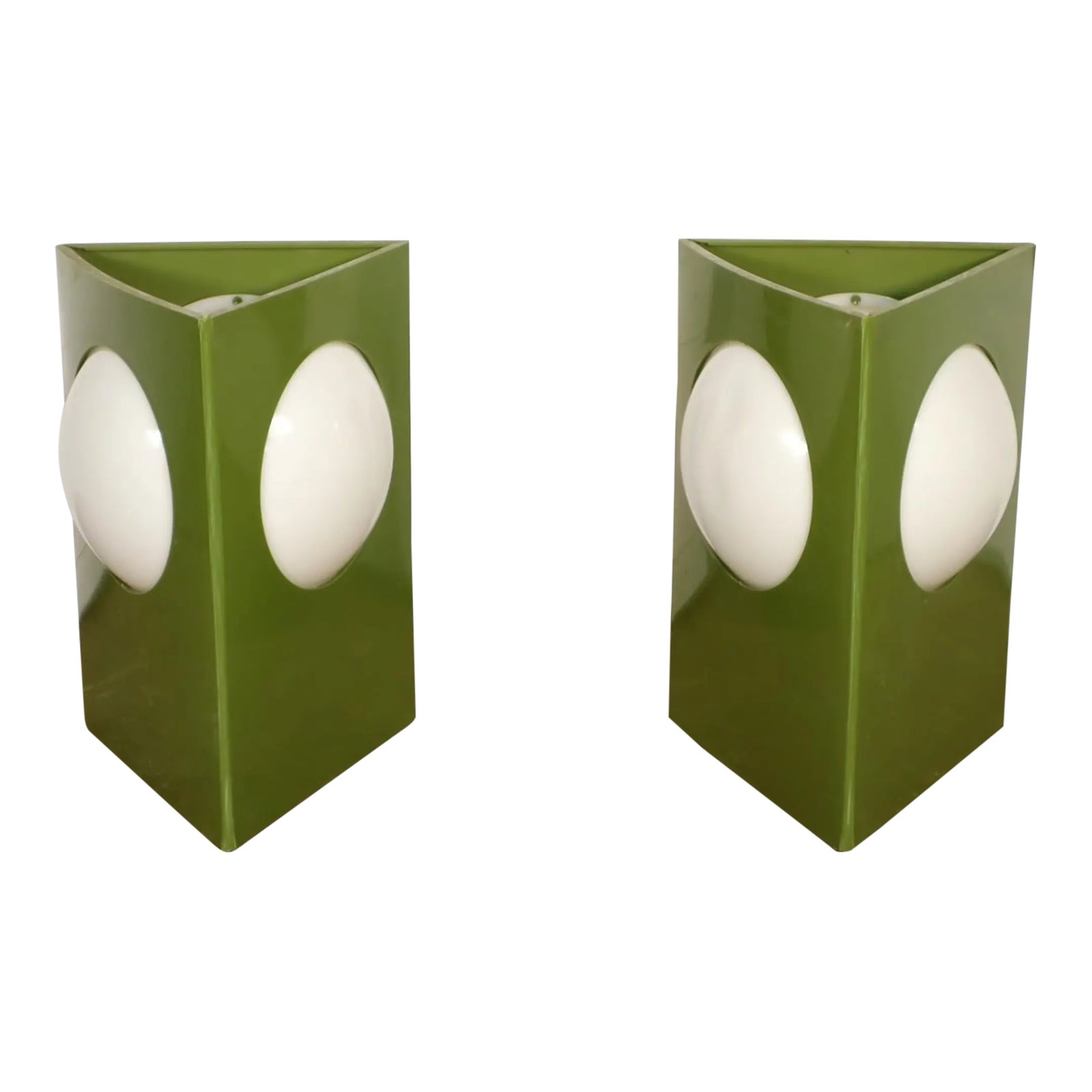 Vintage Geometric Triangle Lamp Pair by c.n. Burman Mod Space Age Mid ...