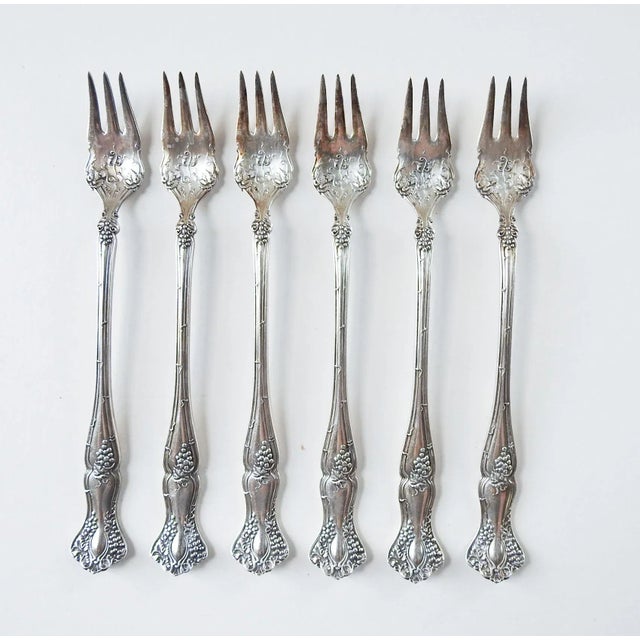 Vintage Silverplate Cocktail Forks Grape Pattern - Set of 6 | Chairish