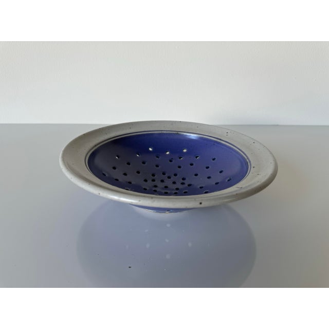 Vintage Studio Pottery Colander Berry Bowl | Chairish