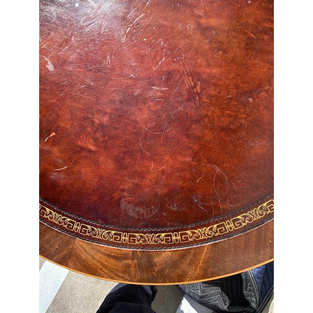 1930s Vintage Mahogany Weiman Leather Topped Side Table | Chairish