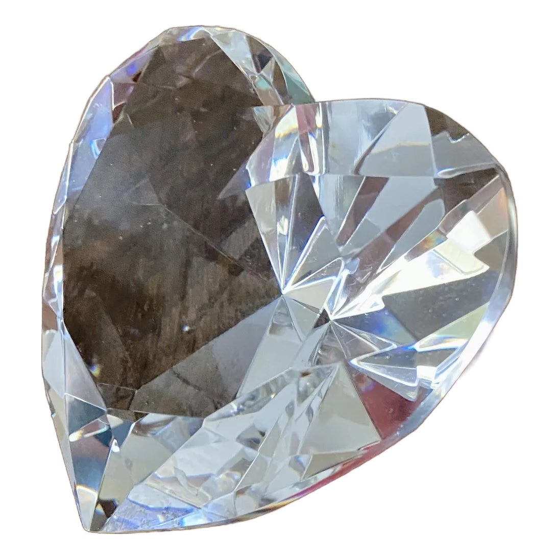 Tiffany Faceted Crystal Heart Paper Weight | Chairish