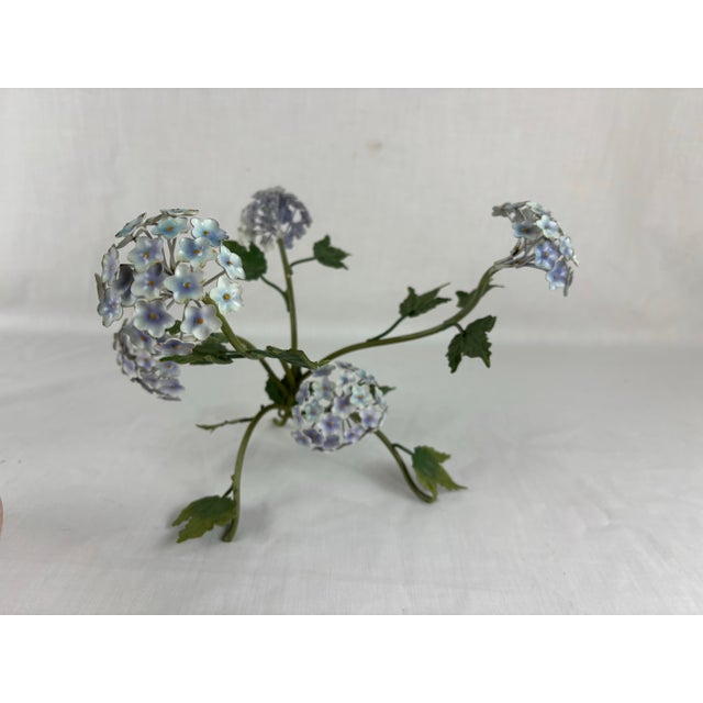 Shabby Chic Wrought Iron Hydrangeas Toleware Stand & Bowl Centerpiece ...