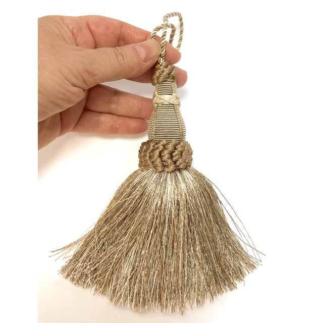 Sage Green Key Tassel With Looped Ruche | Chairish