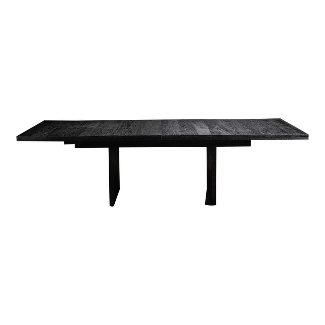 1957 Extendable Handcrafted Black Oak Dining Table | Chairish