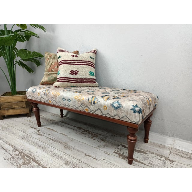 1980s Vintage Handmade Tan Bench | Chairish