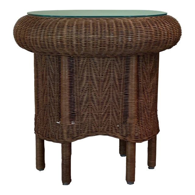 1990s Wicker End Table | Chairish