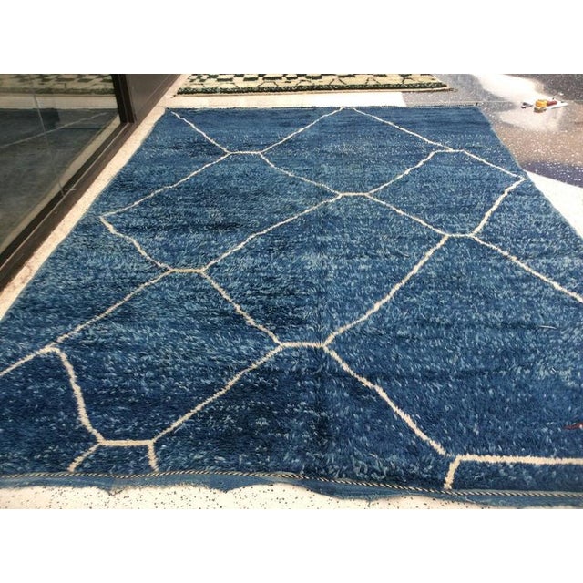 Navy Blue Moroccan Berber Rug - 8′5″ × 11′9″ | Chairish