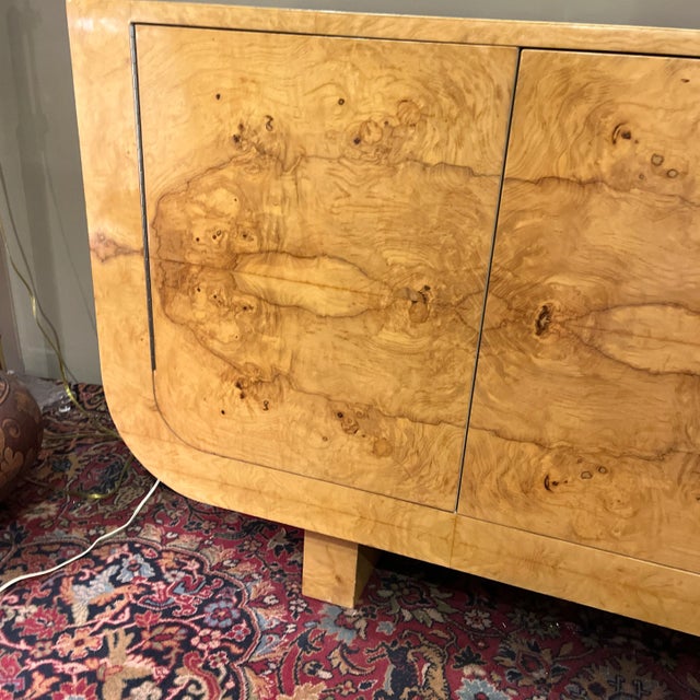 1980’s Burlwood Mid Century Console Attributed to Pace Company | Chairish