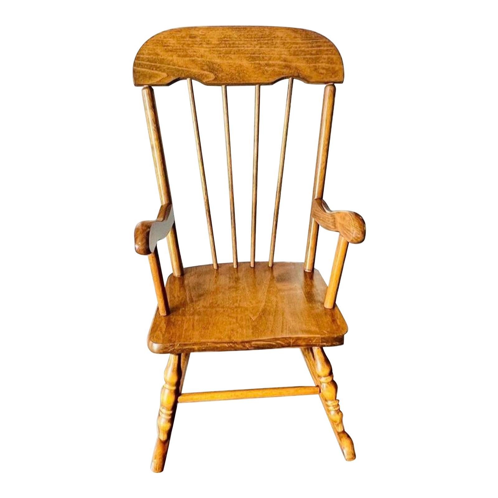 Mid 20th Century Oak Boston Style Comb Spindle Back Childs Rocking ...