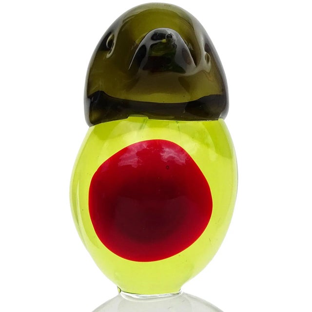 Murano Vintage Sommerso Glowing Uranium Yellow Red Heart Italian Art ...