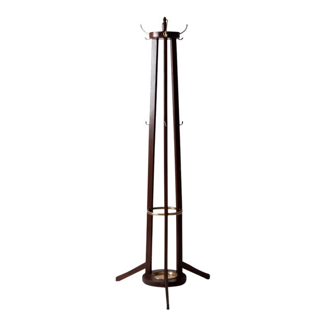 Mid-Century Hall Tree With Umbrella Holder | Chairish