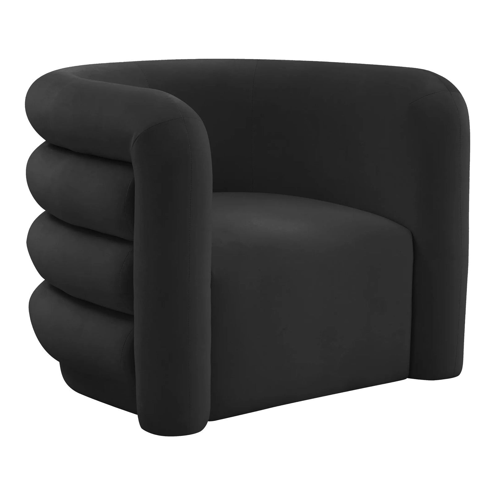 Curves Black Velvet Lounge Chair | Chairish