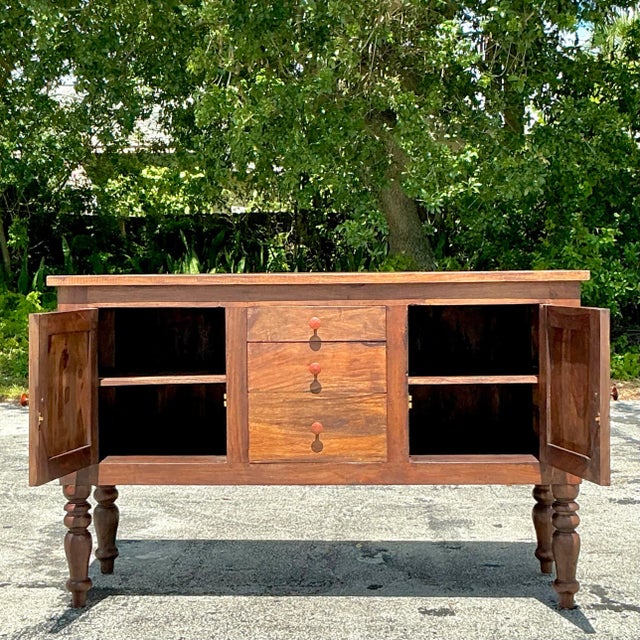 Late 20th Century Vintage Boho Rustic Credenza | Chairish