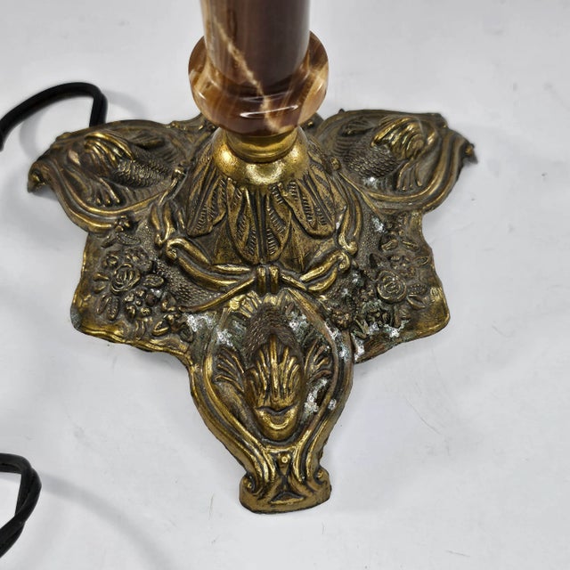 Vintage Italy Brass Marble Onyx Table Lamp Art Deco Hollywood Regency ...
