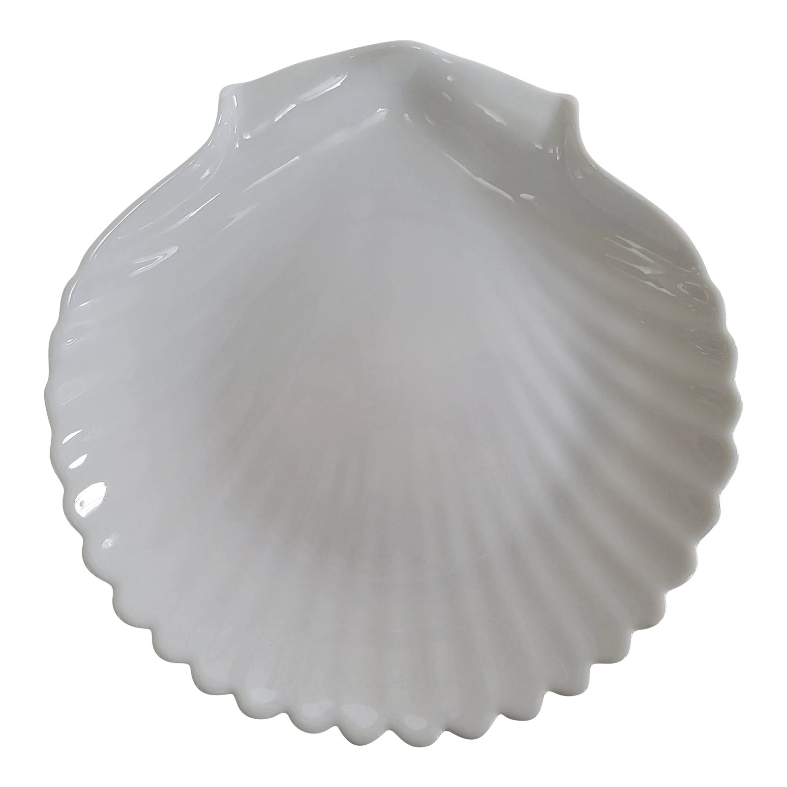 1960s Milk Glass Scallop Shell Plate | Chairish